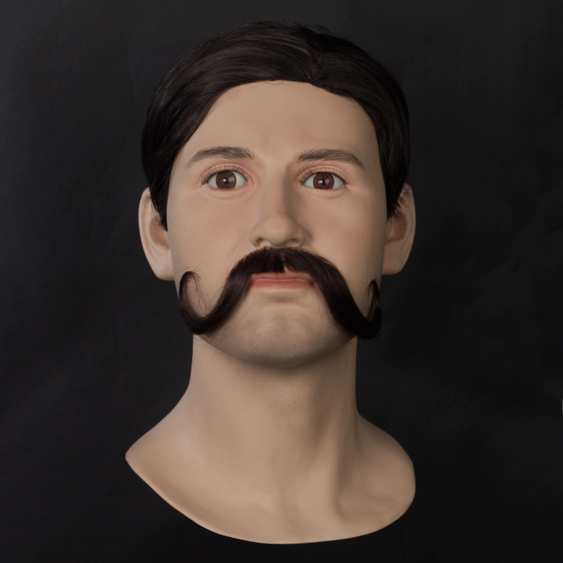 MRHL-025 Male display head Ø55cm | Toupee | Moustache | Extended neck ...